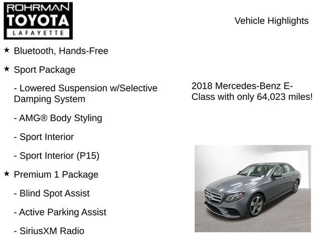 2018 Mercedes-Benz E-Class E 300 4MATIC® Lafayette IN | Bob Rohrman ...
